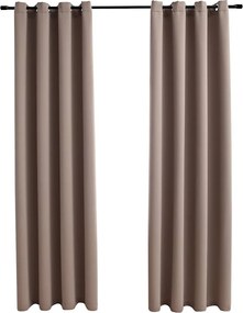 Zatemňovací závěsy s kovovými kroužky 2 ks taupe 140 x 225 cm 134435