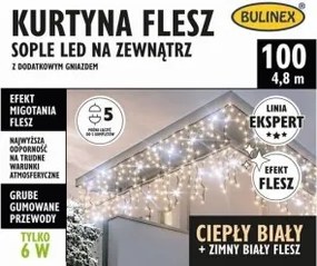 Kurtynka Flesz rampouchy Led 100L-4,8 m s dod. hn. teplý/b. studený fleš 25-338