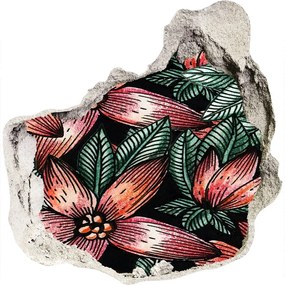 Wallmuralia Nálepka 3D díra na zeď Květinový vzor 75x75 cm