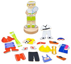 Bigjigs Toys Magnetické oblékací puzzle sportovní aktivity