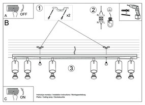 Černé stropní svítidlo Nice Lamps Etna 6L