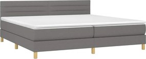 Box spring postel s matrací a LED tmavě šedá 200x200 cm textil 3133822
