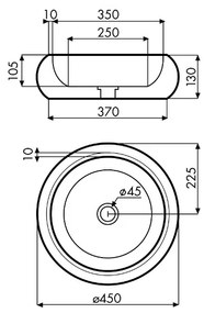 ARTTEC MISO B Umyvadlo 450 x 130 mm PAN01169