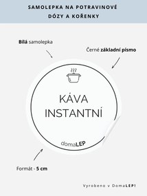 KÁVA INSTANTNÍ – bílá samolepka na dózu, základní písmo, 5 cm | DomaLEP