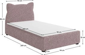 Postel s roštem, růžová, 90x200, MNAU Kondela 0000417755