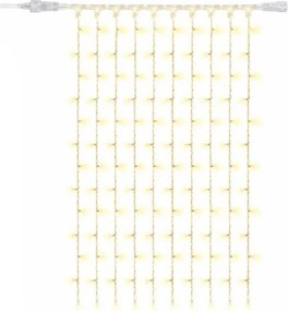 Easy Fix LED světelný závěs interiér, 100 × 150 cm, teple bílá, 150 diod, 10 pramenů, čirý kabel, IP20, prodlužovací