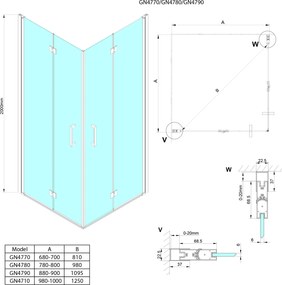 Gelco LORO sprchový kout čtvercový 100 x 100 x 200 cm otevírací dvoukřídlé chrom čiré sklo GN4710-1