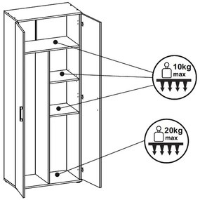 Víceúčelová dělená skříň Nitro, bílá