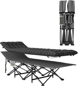 Skládací kempinková postel Outsunny s matrací a taškou 190 x 67 x 37 cm, hostinská postel do 150 kg, kempinková postel pro dospělé, černá | Aosom