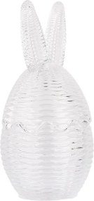 Skleněná dóza s víkem vajíčko s oušky proutěný design - Ø 8*17 cm