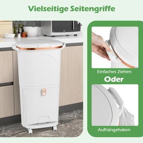 Costway 38 L odpadkový koš s 2 odnímatelnými kbelíky a víkem a nožním pedálem