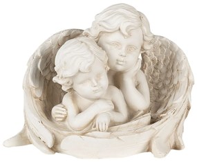 Bílá dekorativní soška 2 andělů - 16*10*12 cm