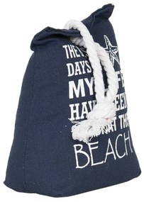 Tmavě modrá dveřní zarážka taška s provazem Beach – 13x6x17 cm