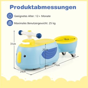 Costway Dětské pojízdné autíčko s přívěsem a světlem a úložným prostorem pod