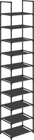 10patrový úložný box na boty, úsporný botník 33 x 33 x 173 cm, černý