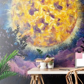 Samolepící tapeta zářivý měsíc na noční obloze - 150x100 cm