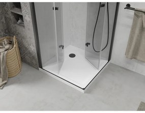 Mexen Lima Duo skládací sprchový kout 100 x 100 cm, Průhledné, Černá + sprchová vanička Flat - 856-100-100-70-02-4010B