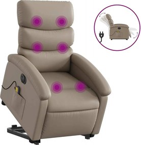 Elektrické zvedací masážní polohovací křeslo cappuccino koženka 3204067