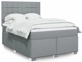 Box spring postel s matrací světle šedá 140 x 190 cm textil