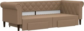 Válenda s přistýlkou a zásuvkami cappuccino 90x200cm umělá kůže 3197734