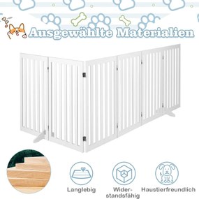 Costway Zábrana pro psy 89 cm vysoká 4 Ochranné dřevěné panely skládací bílá (6