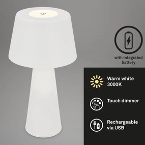 Brilo - LED Stmívatelná nabíjecí venkovní stolní lampa LED/3,5W/5V IP44 bílá