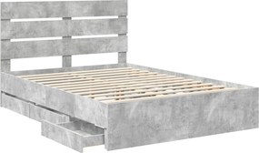 Rám postele s čelo Betonově šedá 140 x 200 cm Inženýrské dřevo 3411830