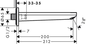 Hansgrohe Rebris S, vanový výtok, chromová, HAN-72430000