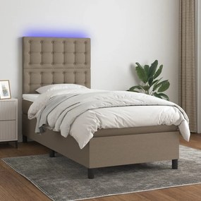vidaXL Box spring postel s matrací a LED 100x200 cm textil [3135175] Barva: taupe