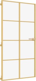 vidaXL Interiérové dveře úzké černé 102,5x201,5 cm tvrzené sklo hliník [155147] Barva: Zlatá a průhledná