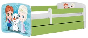 Kocot Kids Dětská postel LEDOVÉ KRÁLOVSTVÍ zelená Velikost postele: 160x80, Matrace: S matrací, Šuplík: Se šuplíkem