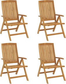 Skládací polohovací křesla s polštáři 4 ks, masivní teak 3196476