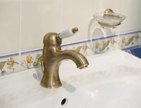 Sapho Sapho, KIRKÉ WHITE nástěnná sprchová baterie, bílá páčka, bronz, KI11BB