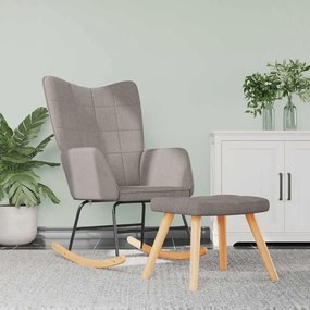 Houpací křeslo se stoličkou taupe textil 328027