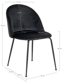 Sametová jídelní židle Louis černá