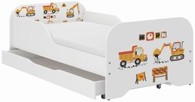 Dětská postel KIM - STAVEBNÍ STROJE 160x80 cm