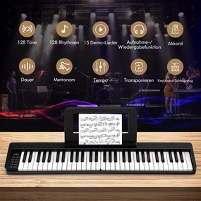 Costway Digitální piano s 61 klávesami a Bluetooth a hudebním stojanem a pedálem