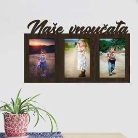 dřevo života Dřevěný fotorámeček Naše vnoučata Zvolte barvu dekoru: Wenge, Zvolte velikost fotografie (cm): 10x15, Počet fotorámečků: 3
