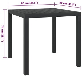 vidaXL Marketos Zahradní stůl černý 80 x 80 x 74 cm hliník a WPC