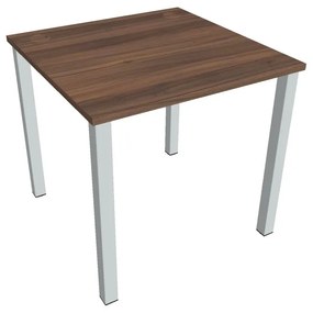 Stůl pracovní rovný 80 cm - Hobis Uni US 800 Dekor stolové desky: ořech, Barva nohou: Stříbrná