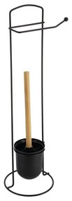 Kovový stojan na toaletní papír MINA s WC kartáčem černý
