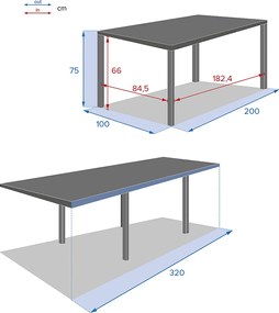 DEOKORK Hliníkový stůl VALENCIA 200/320 cm (antracit)