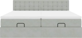 Osmanský rám postele s matracíes světle šedá 160x200cm samet 3312104