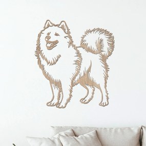 dřevo života Dřevěný obraz psa SAMOJED Zvolte rozměr (cm): 36x40, Zvolte barvu dekoru: Dub Sonoma