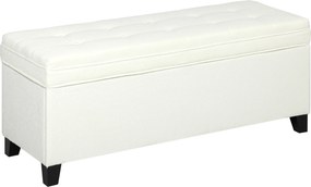 HOMCOM úložná lavice 112L, lavice z lněné látky, polstrované sedadlo, 120 x 40 x 48 cm, krémová