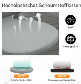 Kancelářská židle Vinsetto ergonomická kancelářská židle s opěrkou hlavy a funkcí houpání, výškově nastavitelná, šedá, 65 x 64 x 114-122 cm | Aosom.de