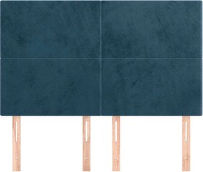 Čelo postele tmavě modré 144x5x118/128 cm sametové 3116104