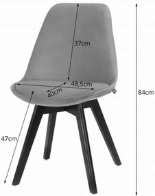 Sametová židle London tmavě šedá s přírodními nohami