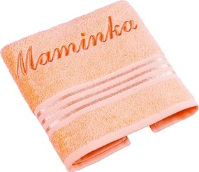 Bellatex Froté ručník kolekce Linie s výšivkou Maminka Oranžová 50x100 cm