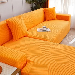Elastický žakárový potah na pohovku či křeslo Barva: Oranžová, Rozměry: 3 sedadla